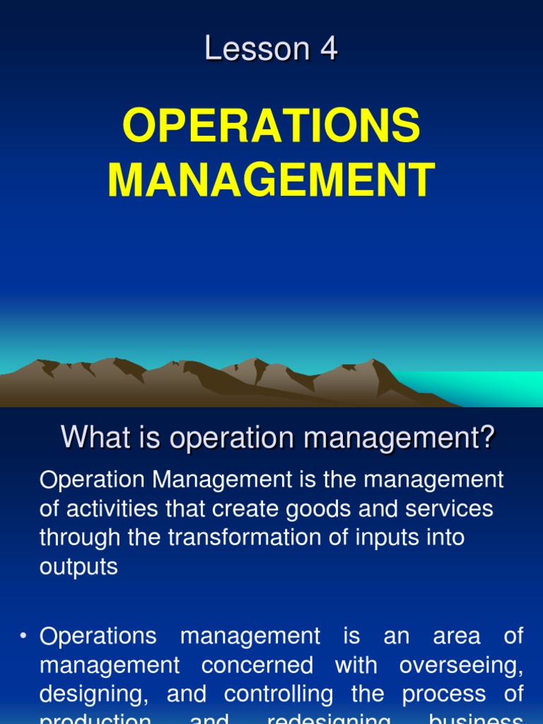 Lecture 4 - Operations Management | PDF | Operations Management | Cost ... Lecture 4 - Operations Management | PDF | Operations Management | Cost ...