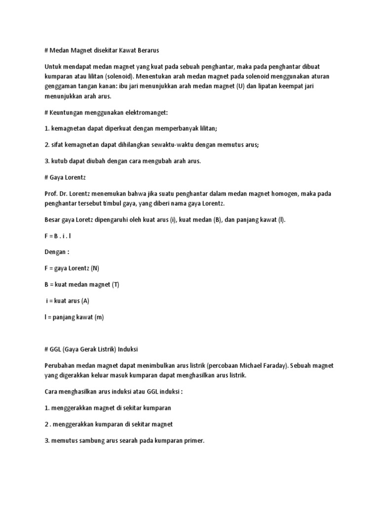 Contoh Soal Medan Magnet Kelas 12 | PDF