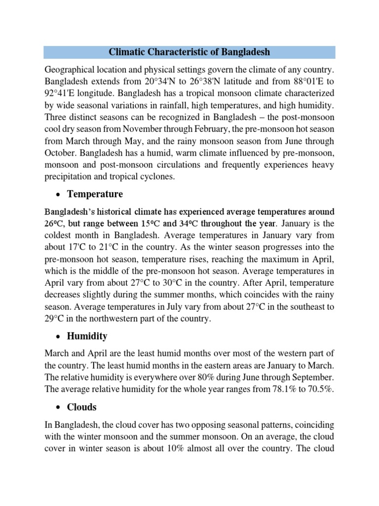 Climatic Characteristic | PDF | Climate | Monsoon
