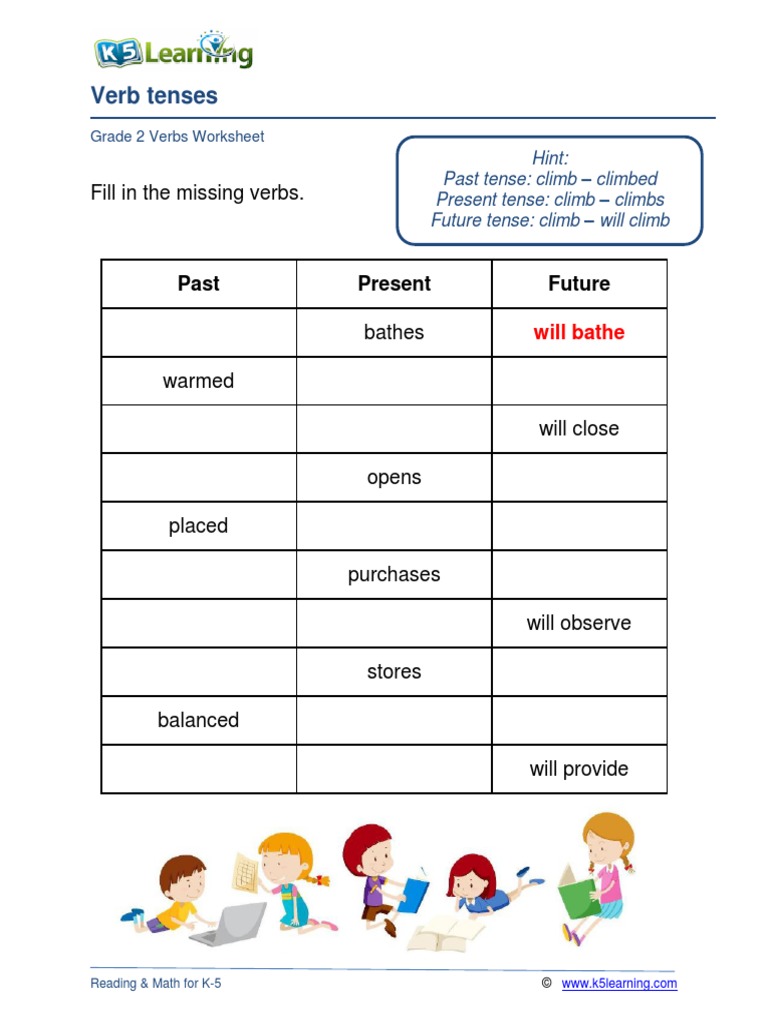 Grade 2 Grammar Verb Tenses C | PDF