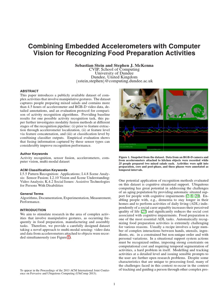 Combining Embedded Accelerometers With Computer Vision For Recognizing Food Preparation ...