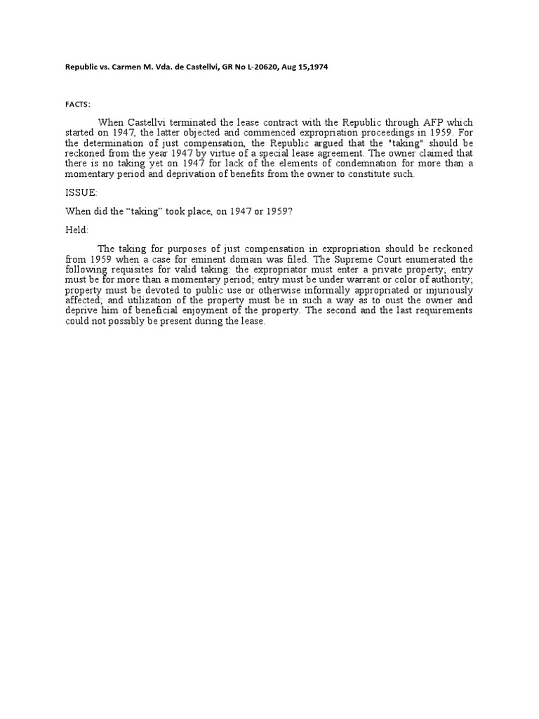 Republic v. Castellvi - Case Digest - F | PDF