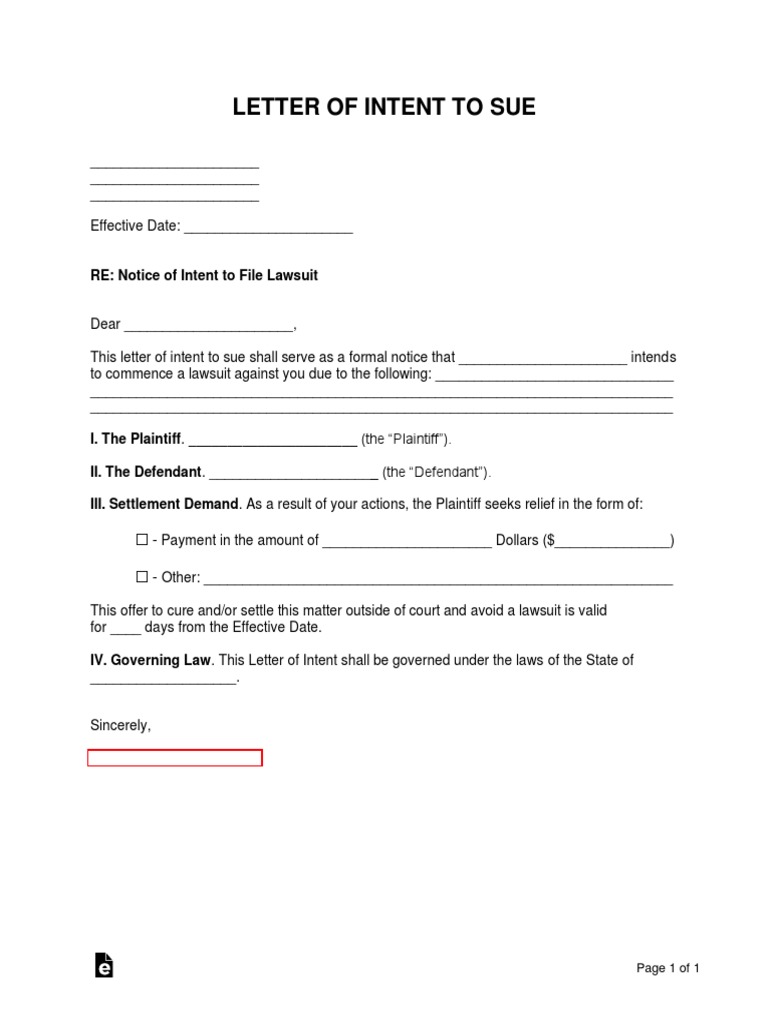 Letter of Intent To Sue | PDF