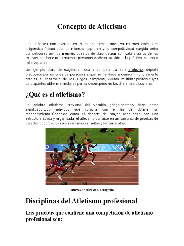 Concepto de Atletismo | PDF | Deporte del atletismo | Deportes