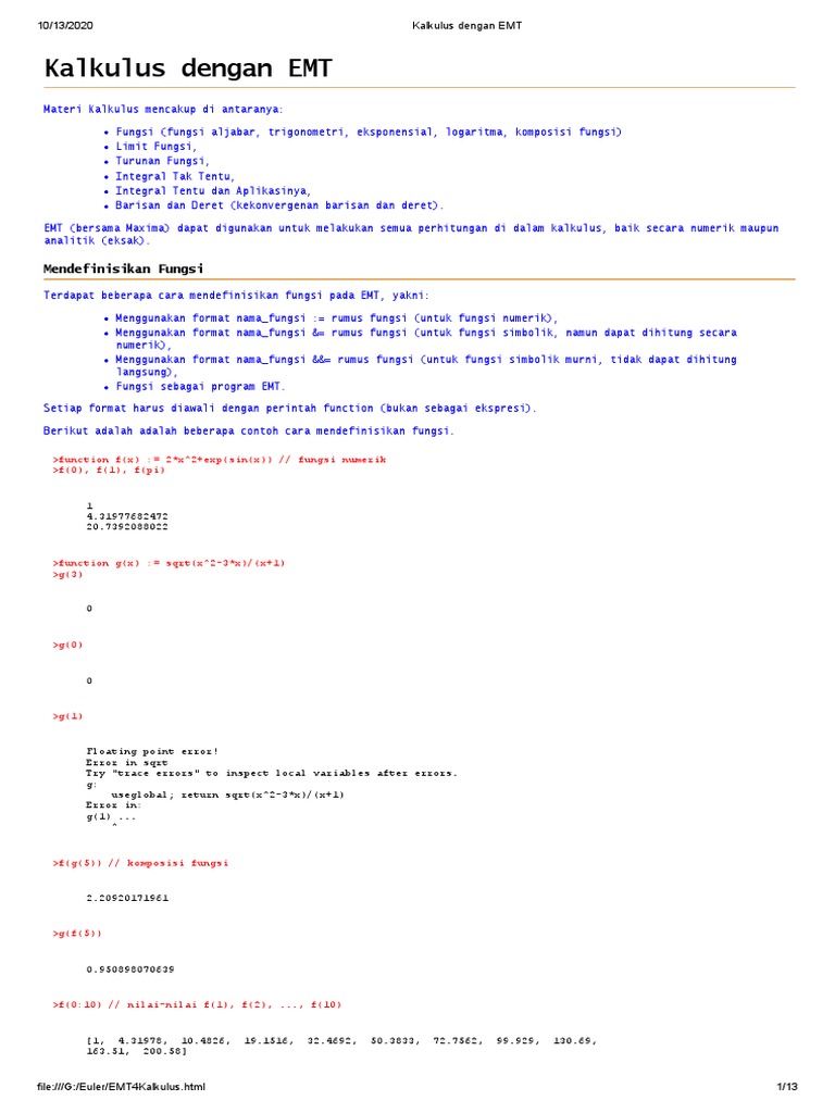 Kalkulus Dengan EMT | PDF