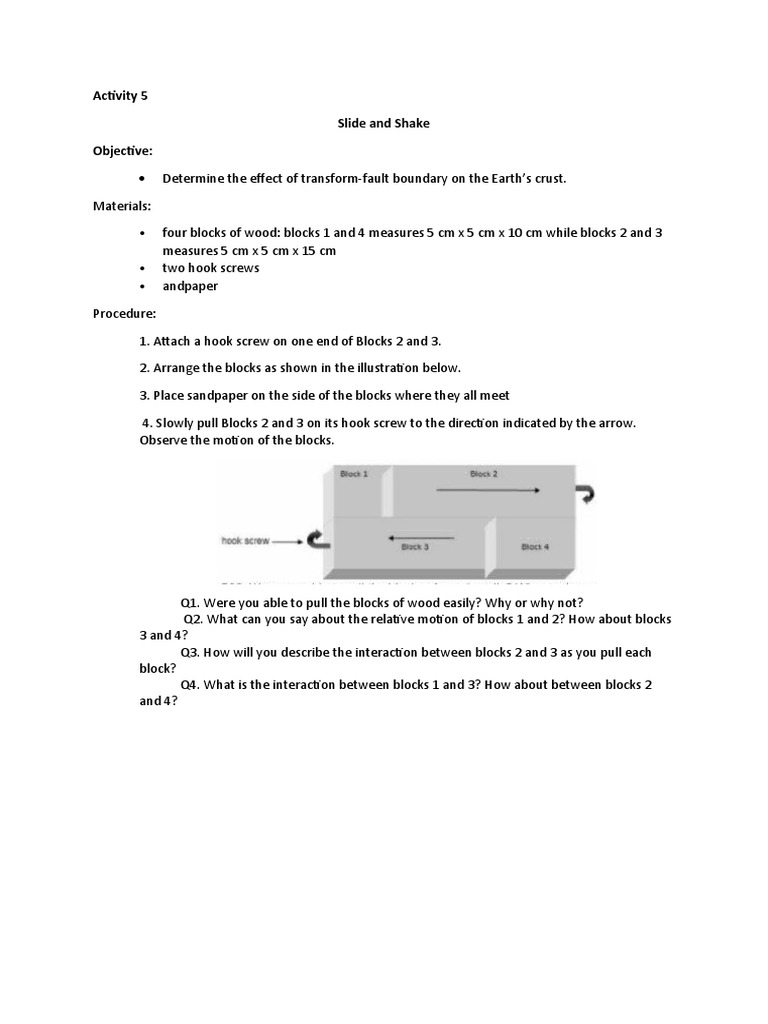 Activity 5 Slide and Shake | PDF