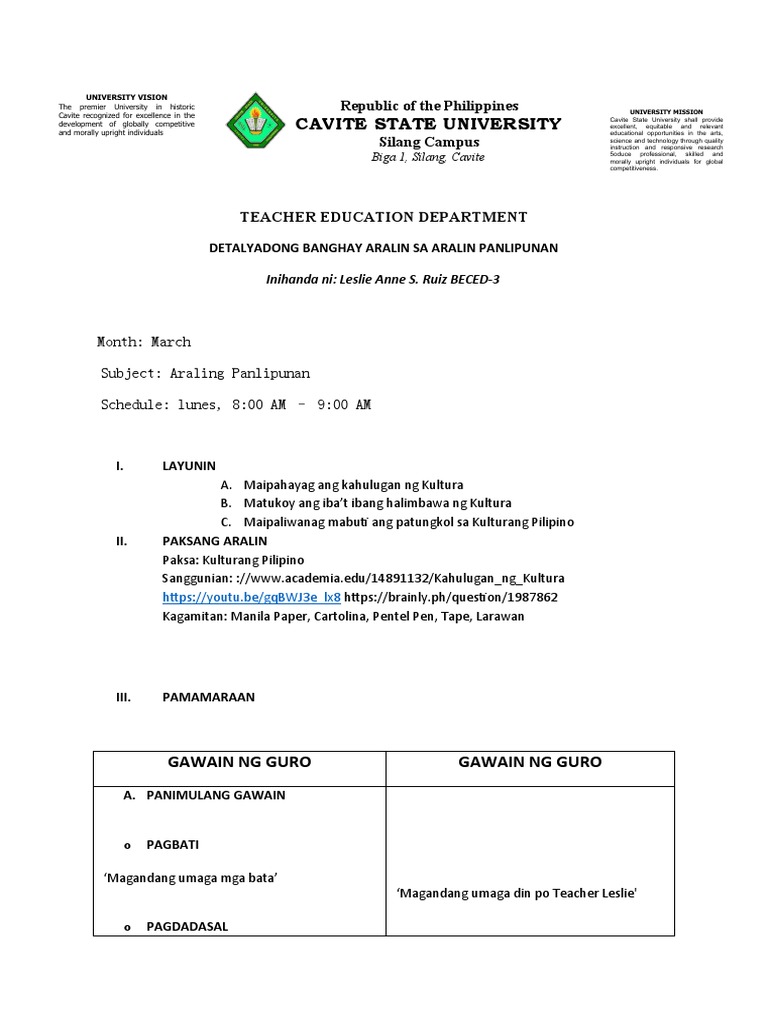 Detailed Lesson Plan | PDF