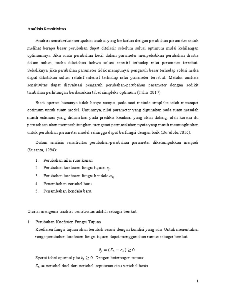 Analisis Sensitivitas Metode Simpleks | PDF