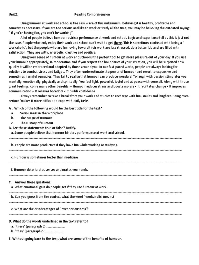 Reading U2 | PDF | Humour | Laughter