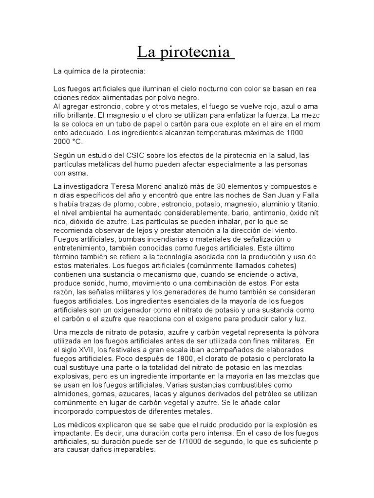 Impacto de la Pirotecnia en Salud y Ambiente | PDF | Pirotécnica ...