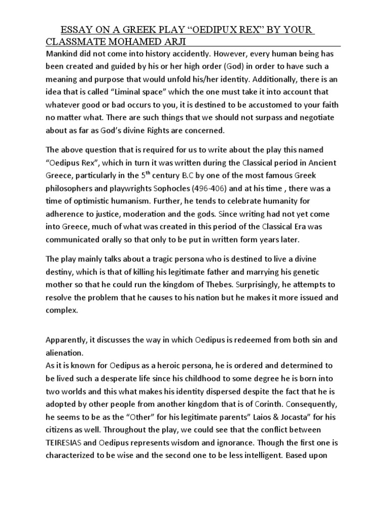 "Oedipus Rex: Tragedy and Pride" | PDF
