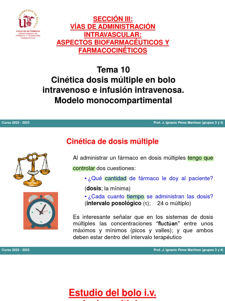 Cinética de Bolo Intravenoso y Dosis Múltiple | PDF | Farmacocinética ...