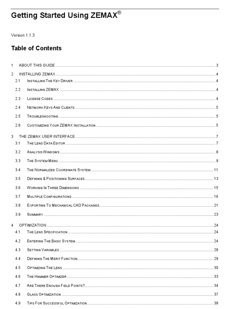Getting Started With ZEMAX | PDF | Lens (Optics) | Aperture
