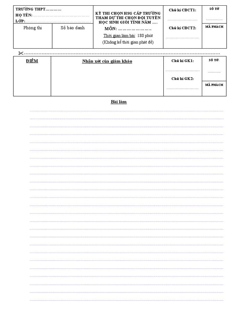 Mau Giay Thi Tu Luan HSG | PDF