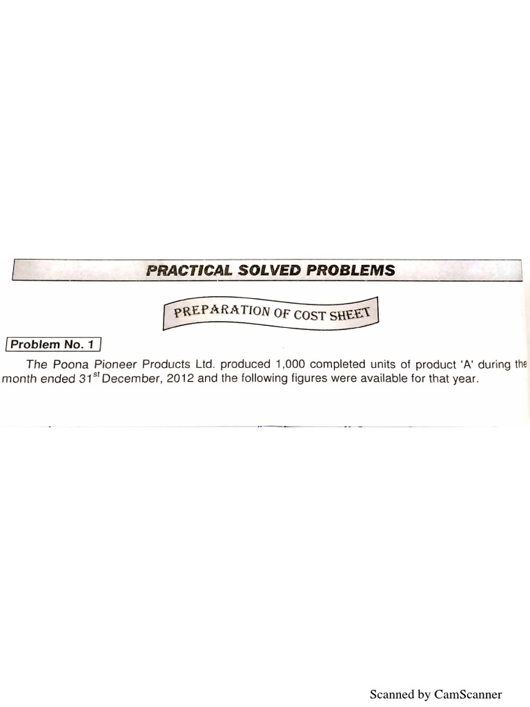 Cost Sheet Practice Questions Scanned | PDF