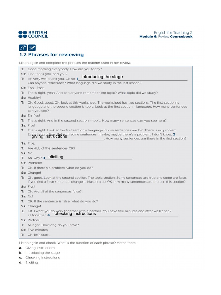 Listening - Phrases For Reviewing | PDF