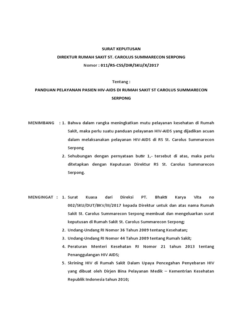 SK Panduan Pelayanan HIV AIDS | PDF