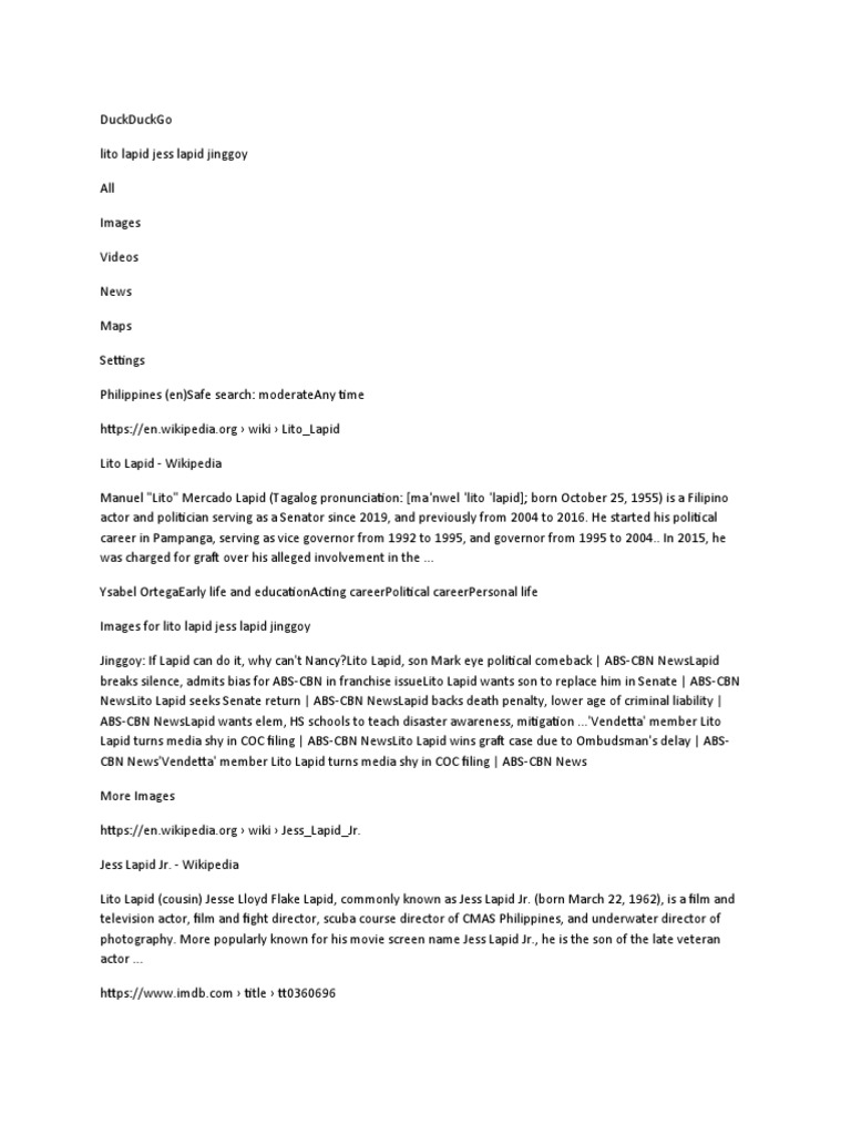 Lito Lapid: Actor and Senator Biography | PDF | Politics | Social Science