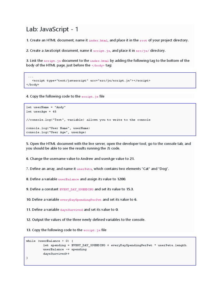 Lab Javascript 1 Index Html Root Pdf Command Line Interface