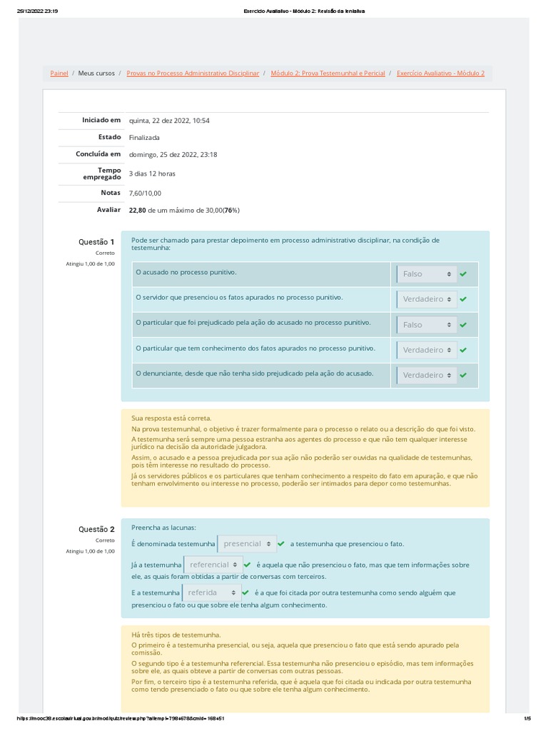 ENAP - RESPOSTAS Avaliativo - Módulo 2 - Revisão Da Tentativa - Processo Administrativo ...