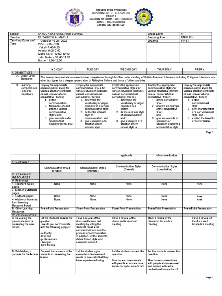 DLL-COMMUNICATIVE STYLES - Edited | PDF | Conversation | Communication