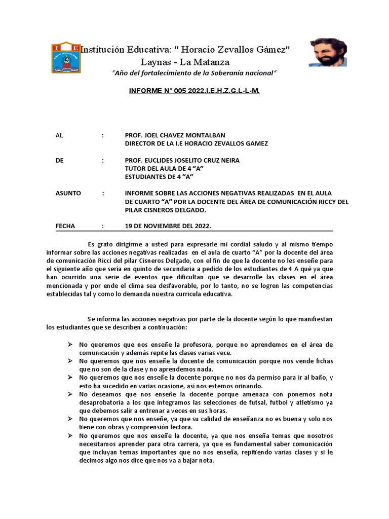 Informe 4 A | PDF | Salón de clases