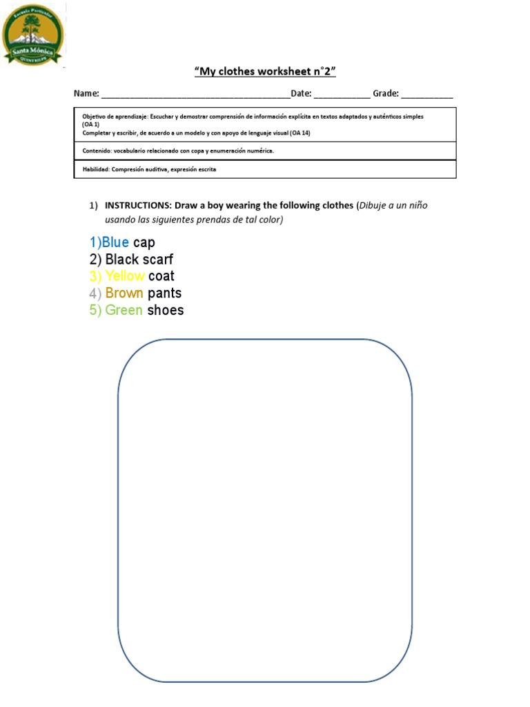 My Clothes Worksheet n2 3-4 Básico | PDF