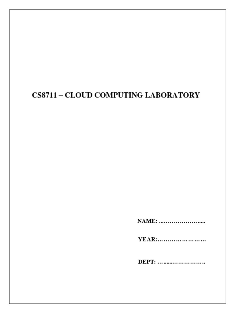 Cloud Lab Record | PDF | Virtual Machine | Virtualization