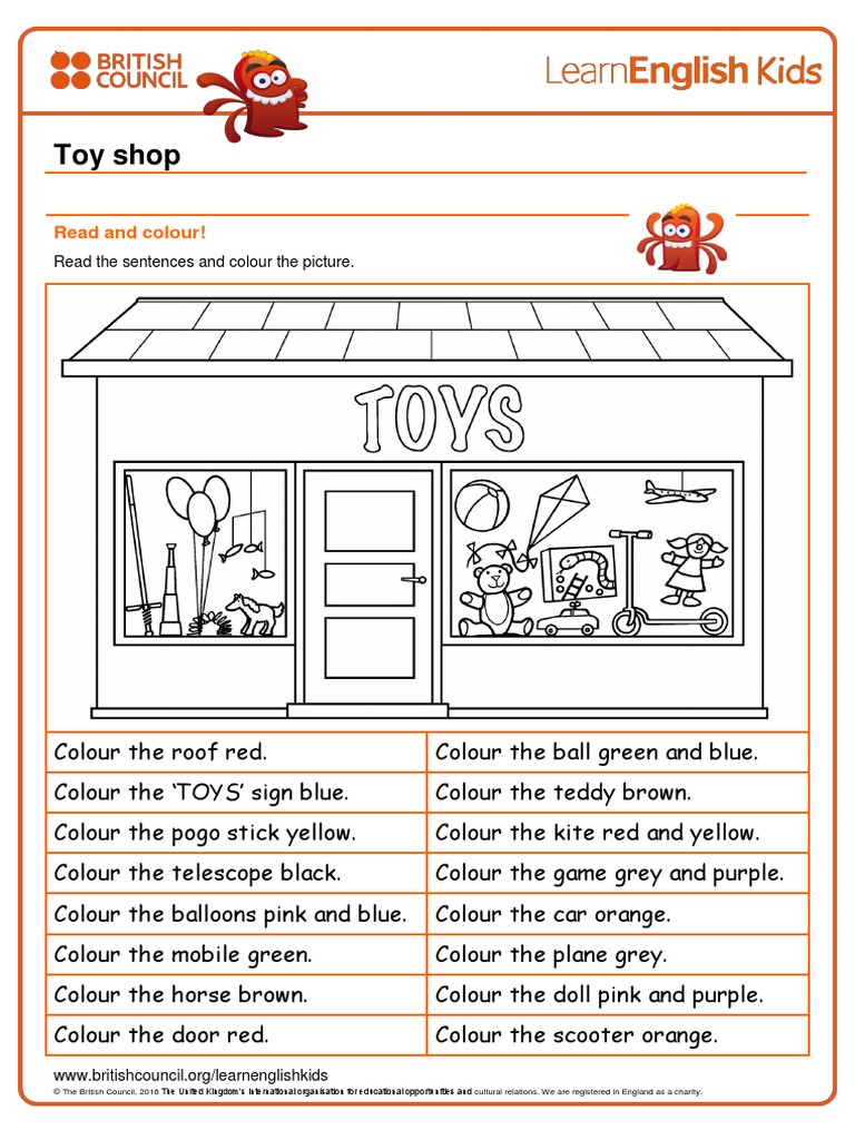 Toy Shop: Read and Colour! | PDF