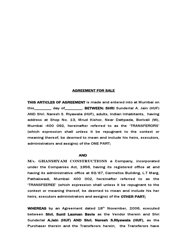 Agreement For Sale (ABHINAV) | PDF | Private Law | Justice