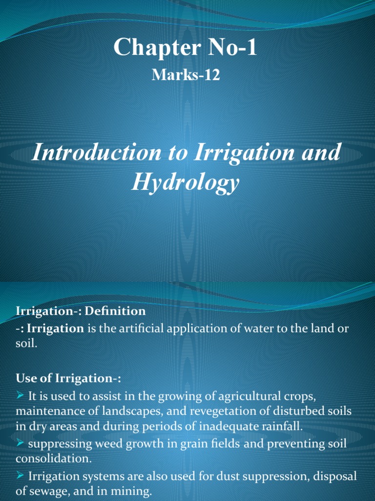 Chapter No-1-Introduction To Irrigation and Hydrology | PDF | Drainage Basin | Surface Runoff
