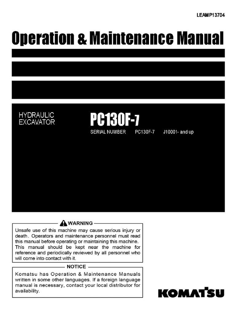 Omm PC130F-7 Leamp13704 | PDF | Safety | Machines