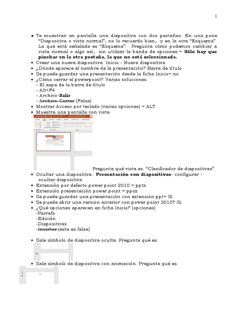 CUESTIONESPOWERPOINT2010 | PDF | Microsoft PowerPoint | Informática