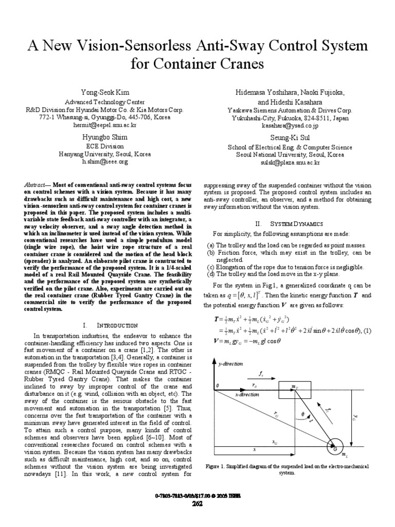A New Visionsensorless Antisway Control System For Container Cra | PDF ...