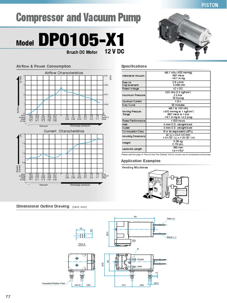 Compact Vacuum Pump for Vending Machines | PDF | Vacuum | Pascal (Unit)