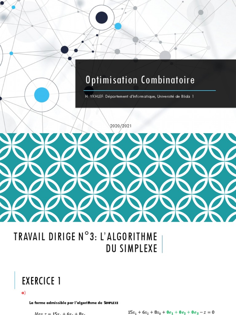 TD3 - La Méthode Simplexe | PDF | Algorithmes | Mathématiques appliqués