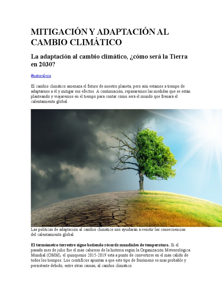 Mitigación y Adaptación Al Cambio Climático | PDF | Mitigación del ...