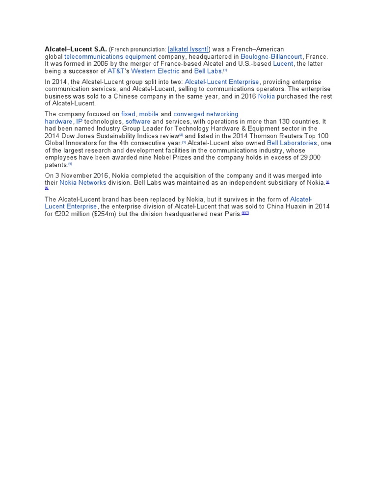 Alcatel Lucent | PDF | Business | Computers