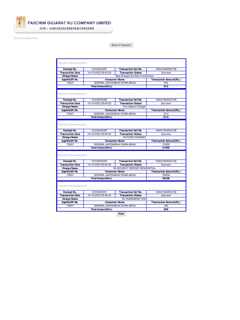 Https Mpay - Guvnl.in PortalPayPG Response - PHP | PDF | Receipt ...
