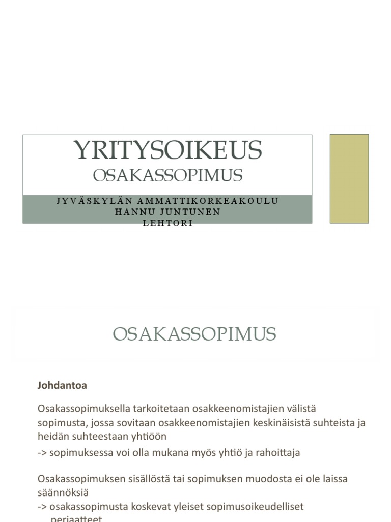 Luento Osakassopimuksesta | PDF