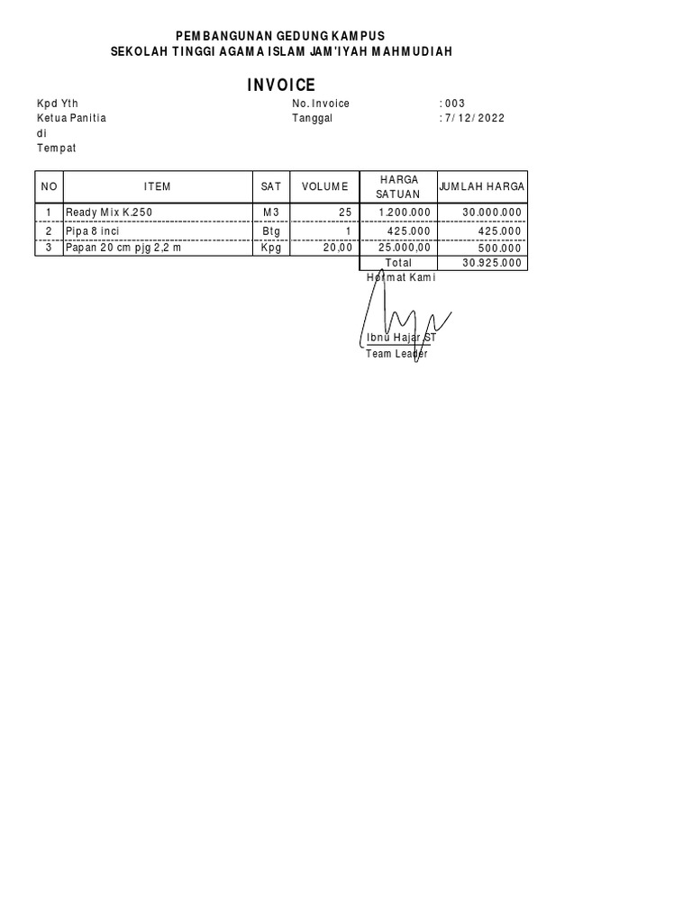 Invoice Ready Mix 250 | PDF