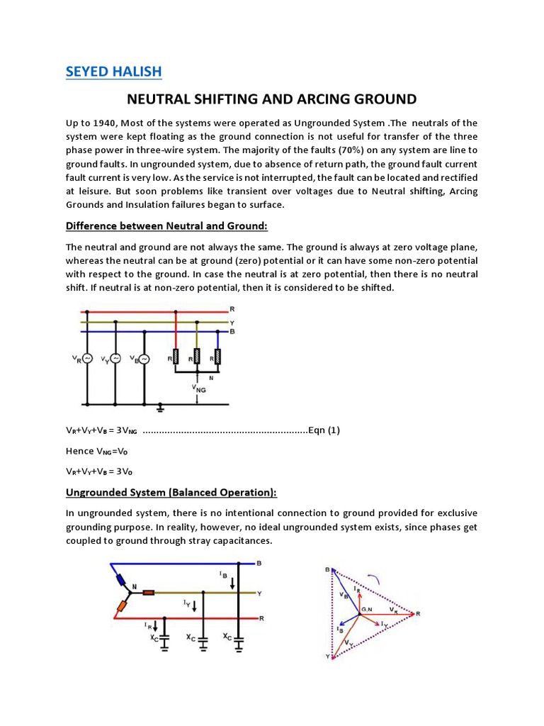 Neutral Shift and Arcing Ground in Power System | PDF | Electric Arc ...