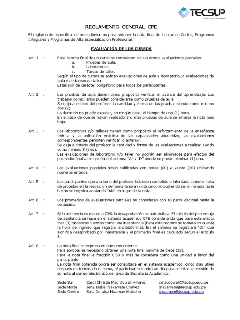 Reglamento General CPE 2021 | PDF | Salón de clases | Maestros