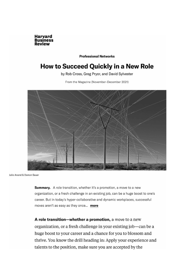 How To Succeed Quickly in A New Role | PDF