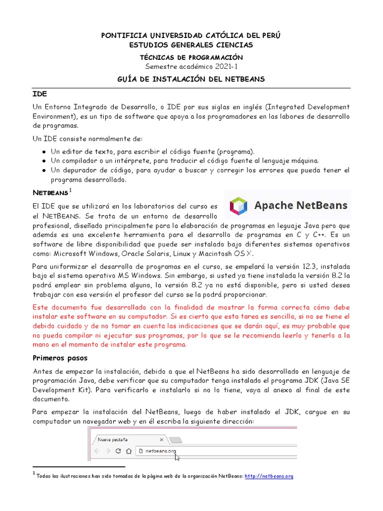 Guia de Instalacion Del Netbeans - 2021 | PDF | Entorno de desarrollo ...