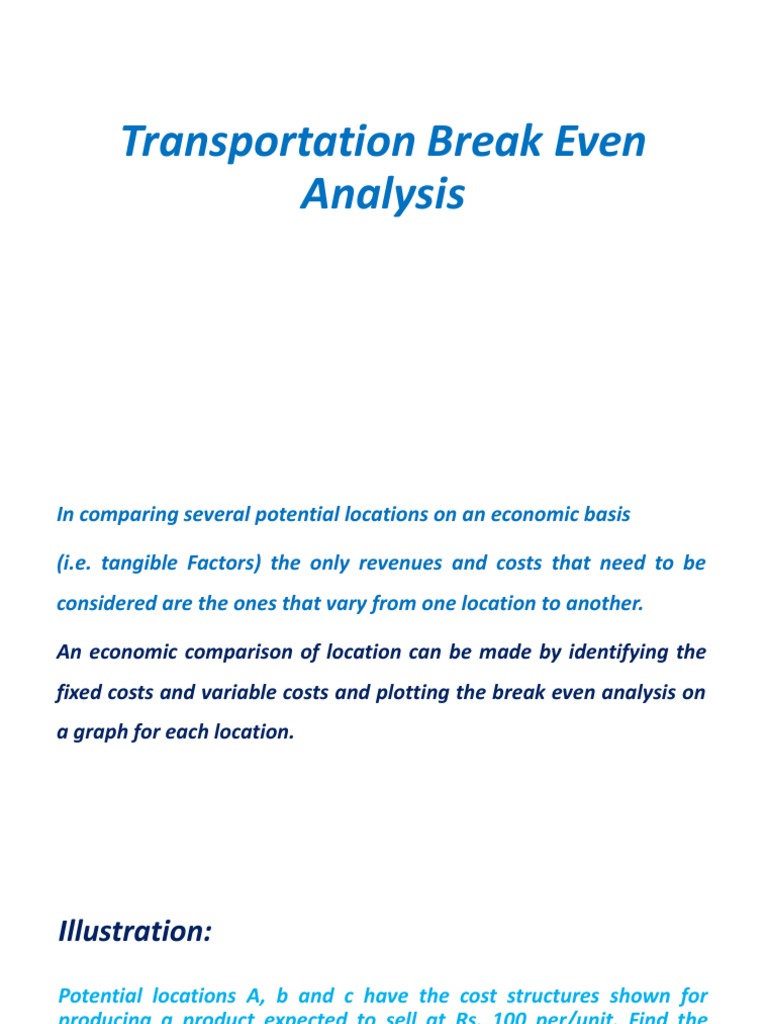 Transportation Break Even Analysis | PDF