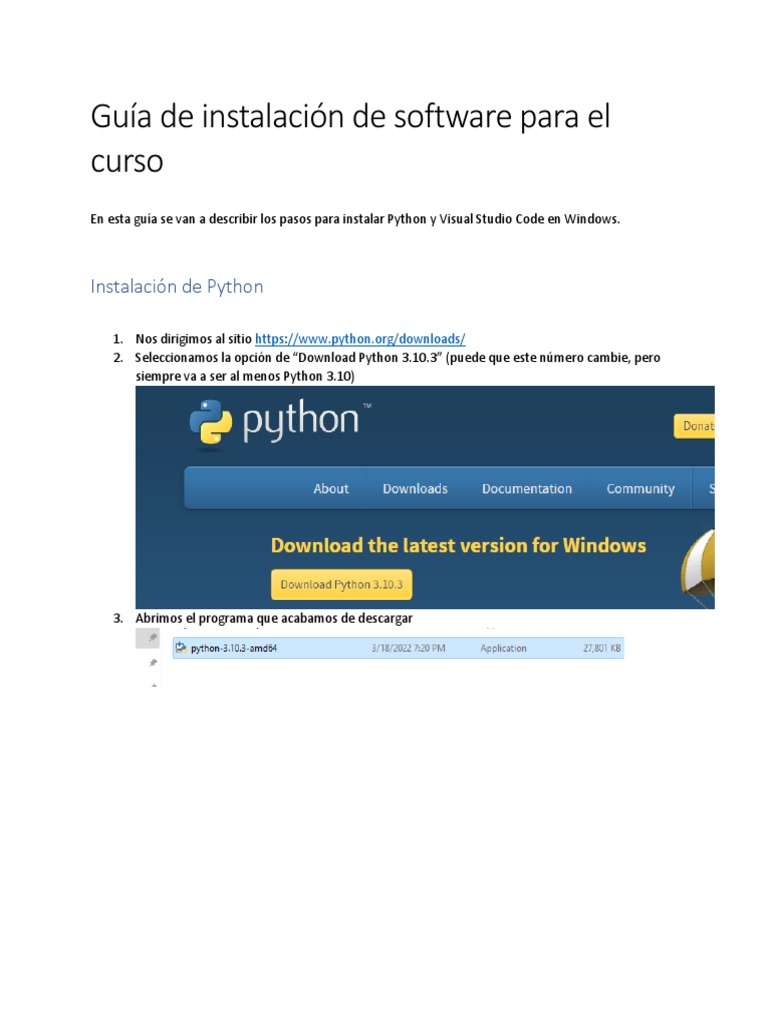 Guía de Instalación de Python y Visual Studio Code | PDF | Ventana ...