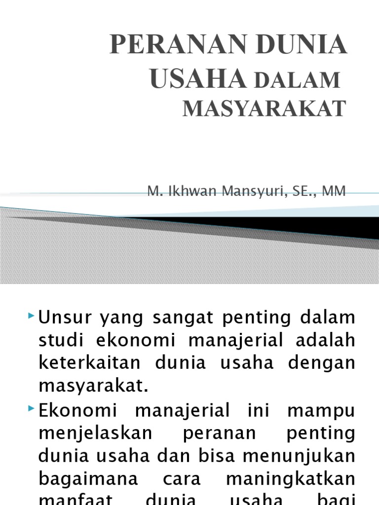 CH 2. Peranan Dunia Usaha DLM Masyarakat | PDF | Bisnis | Pengelolaan ...