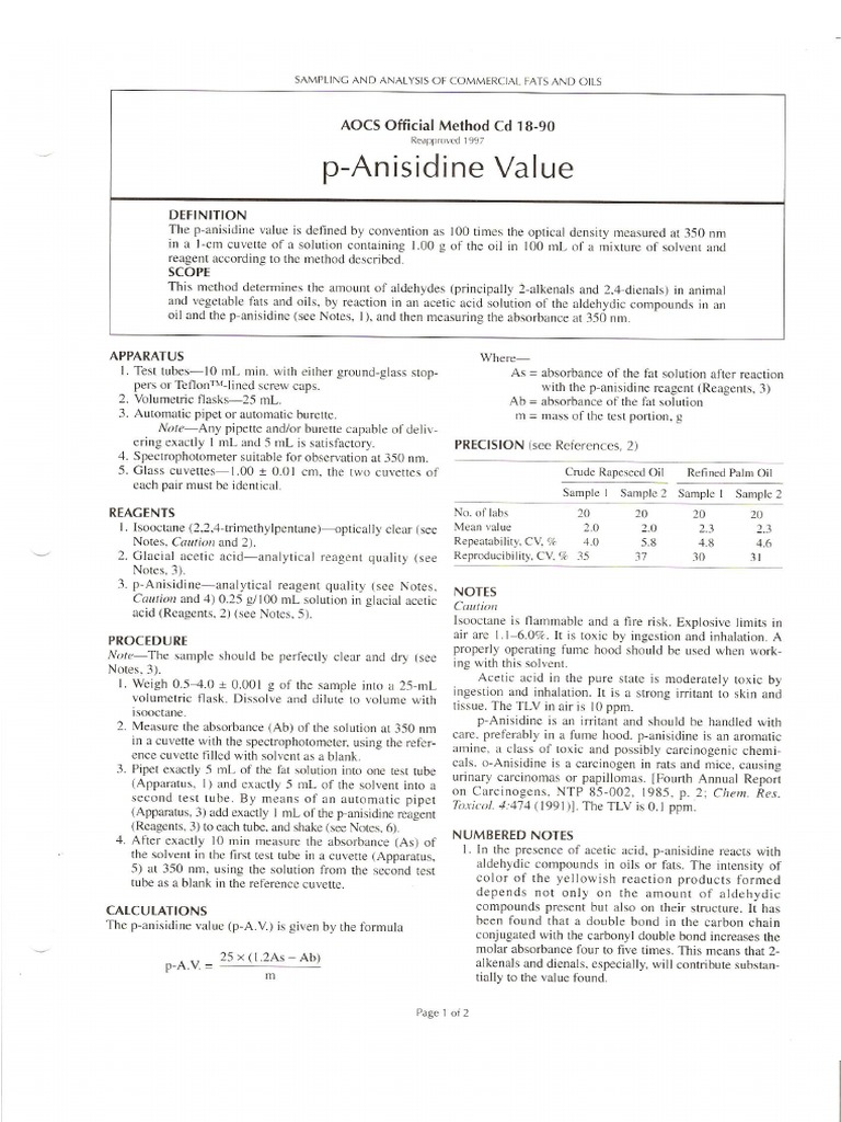 AOCS Cd 18-90 Anisidina | PDF