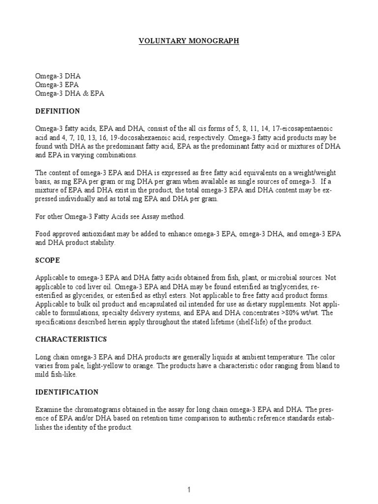 Omega-3 EPA & DHA Monograph | PDF | Omega 3 Fatty Acid ...